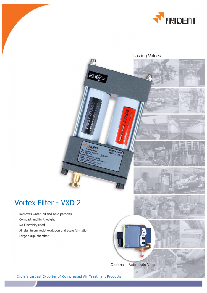 Vortex Air Filter ชุดกรองลมสำหรับดักน้ำและน้ำมัน at Point of use - Kautomac
